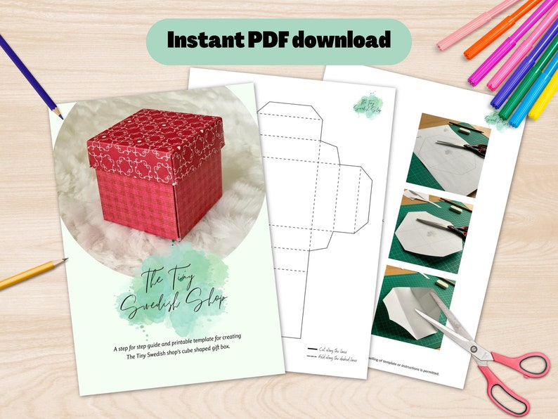 Square Gift Box Template - Instant Download Template - PDF, DXF, SVG - Etsy