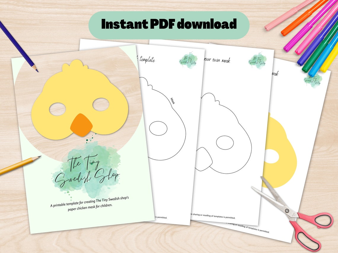 Chicken Paper Mask Kids Costume, Farm Animal, Chicken Party Mask ...