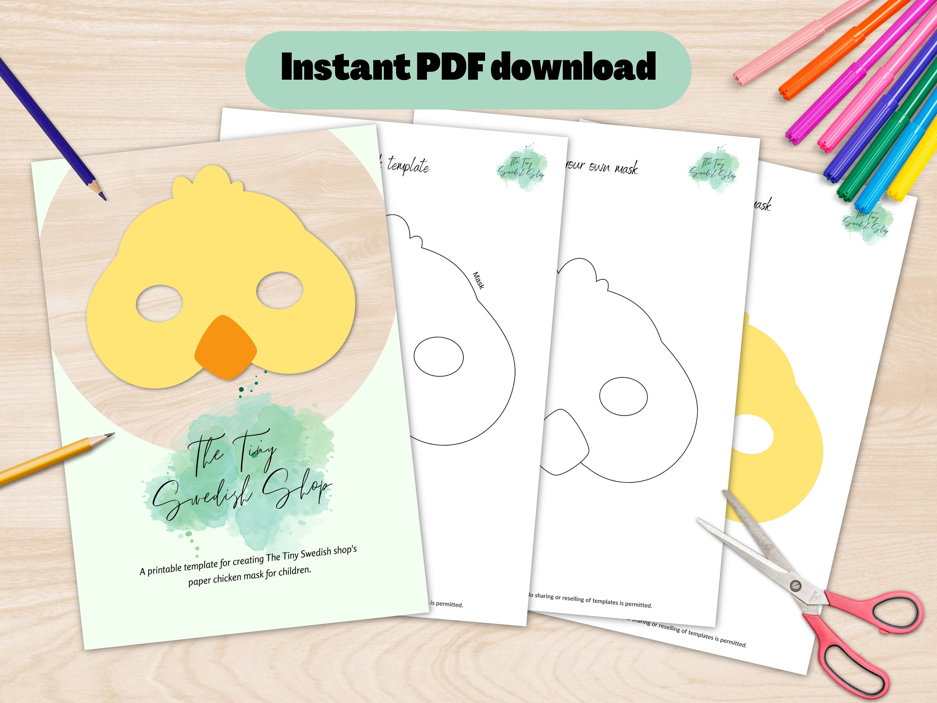 Chicken Paper Mask Kids Costume, Farm Animal, Chicken Party Mask ...