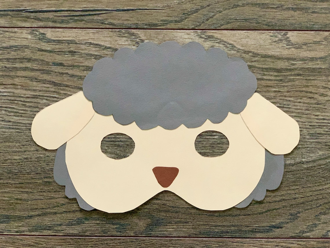 Sheep Paper Mask Kids Costume, Farm Animal, Sheep Party Mask, Sheep ...