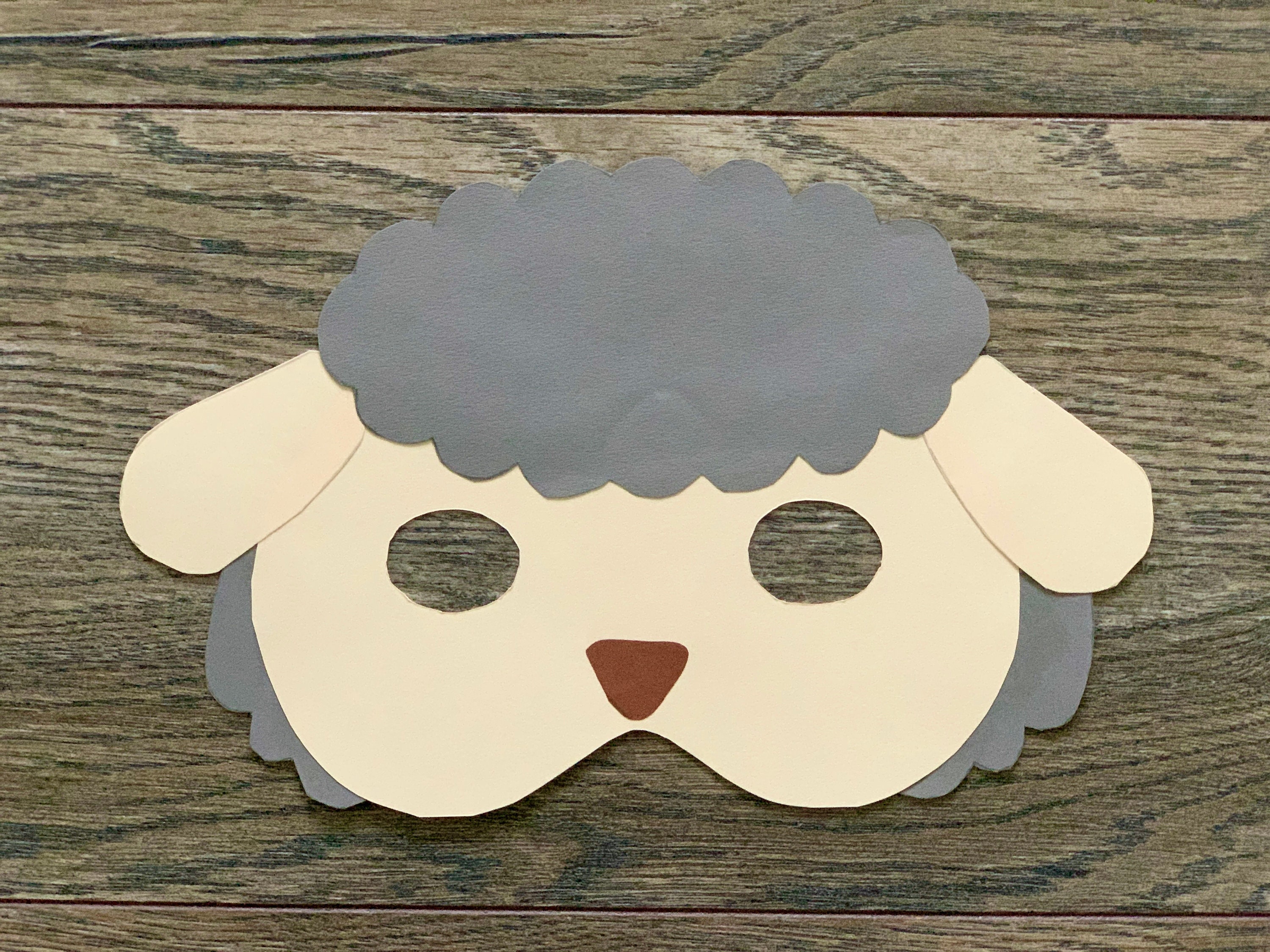 Sheep Paper Mask Kids Costume, Farm Animal, Sheep Party Mask, Sheep ...