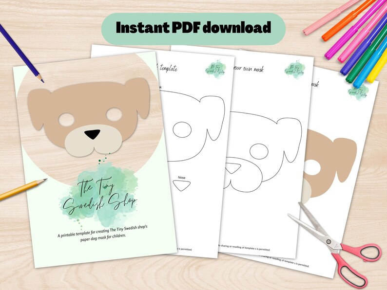 Dog Paper Mask Kids Costume, Farm Animal, Dog Party Mask, Dog ...