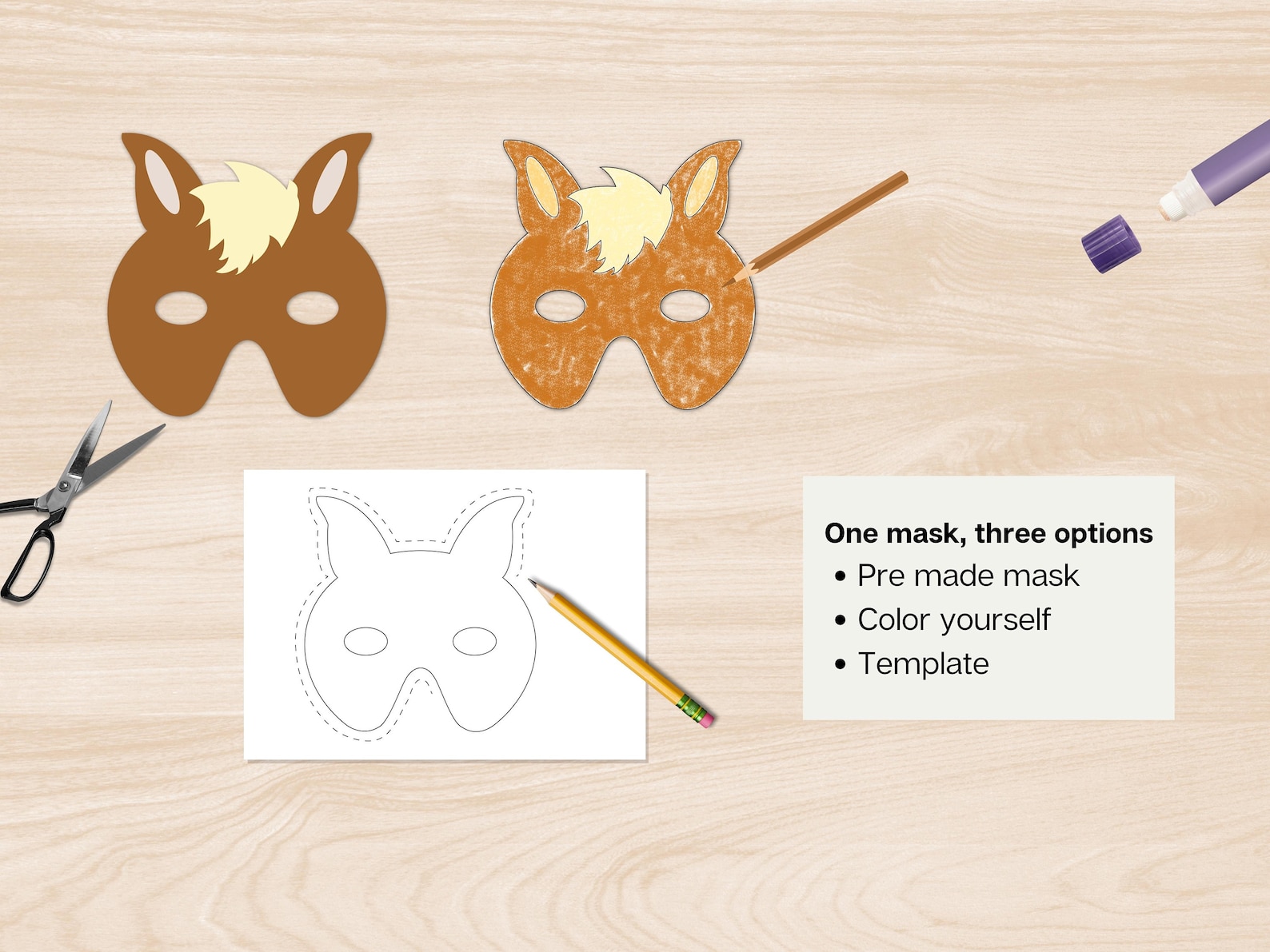 Horse Paper Mask Kids Costume, Farm Animal, Horse Party Mask, Horse ...