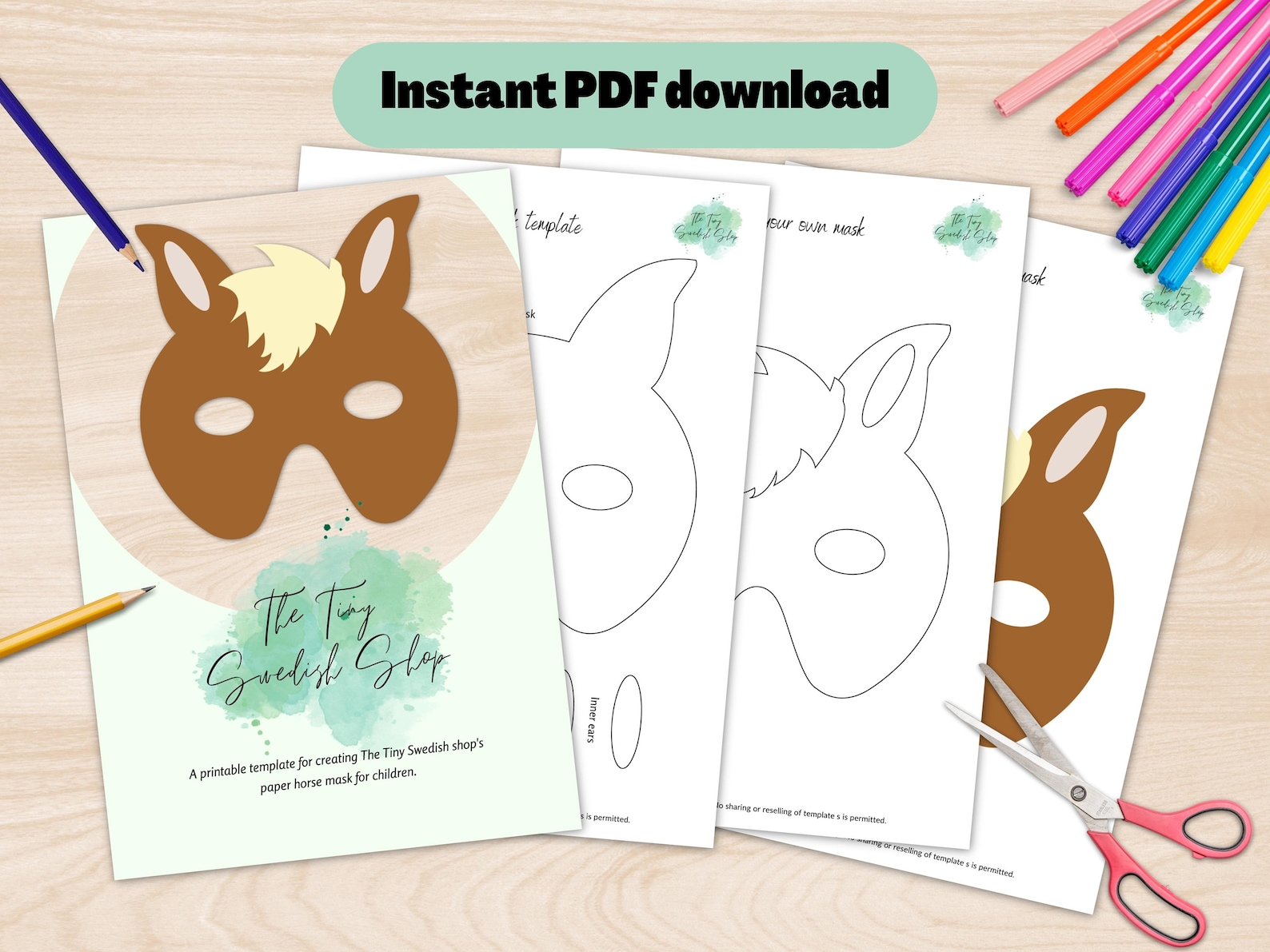 Horse Paper Mask Kids Costume, Farm Animal, Horse Party Mask, Horse ...