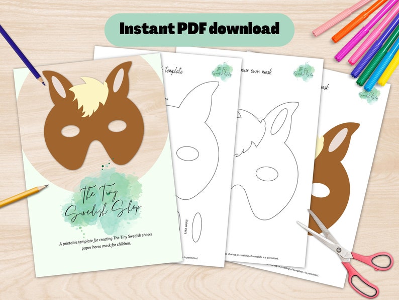 Horse Paper Mask Kids Costume, Farm Animal, Horse Party Mask, Horse ...