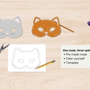 Cat Paper Mask Kids Costume, Farm Animal, Cat Party Mask, Cat ...