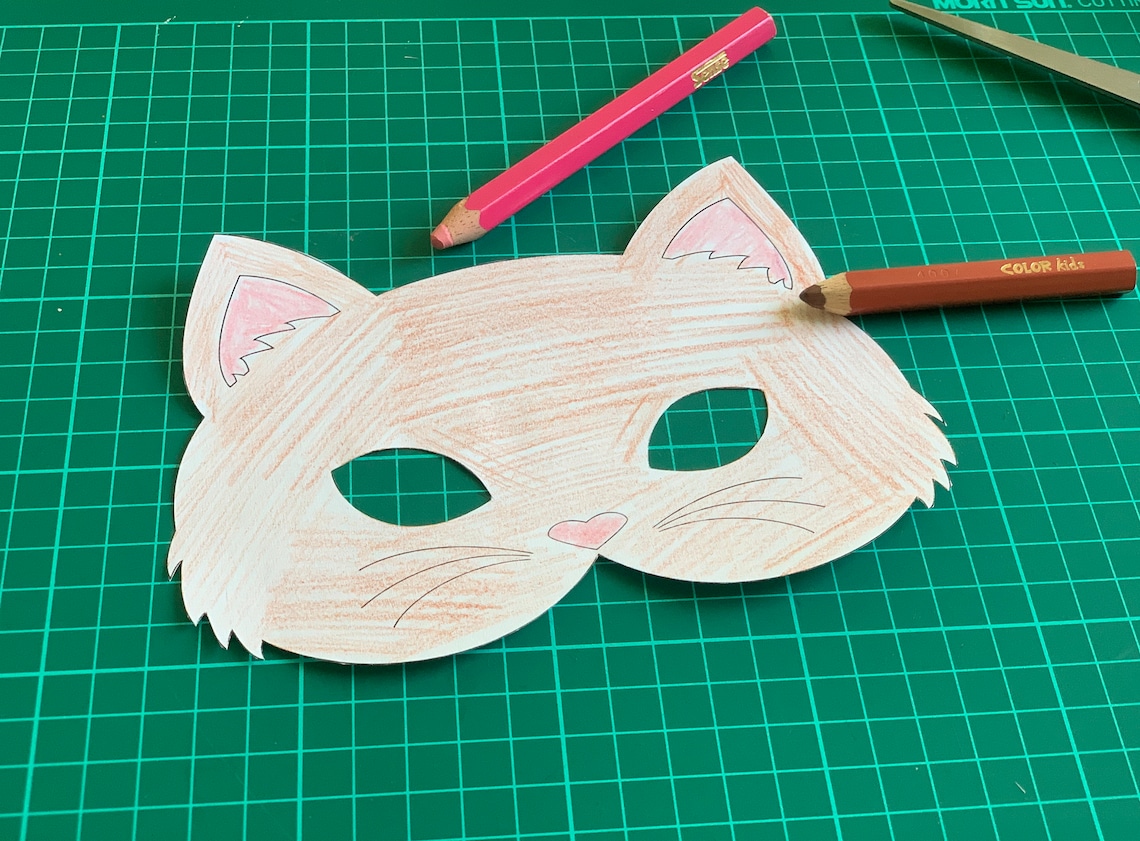 Cat Paper Mask Kids Costume, Farm Animal, Cat Party Mask, Cat ...