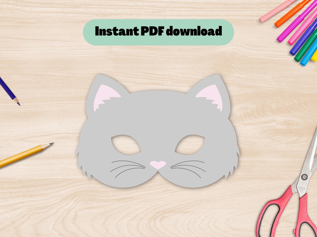 Cat Paper Mask Kids Costume, Farm Animal, Cat Party Mask, Cat ...