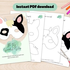 Cow Paper Mask Kids Costume, Farm Animal, Cow Party Mask, Cow ...