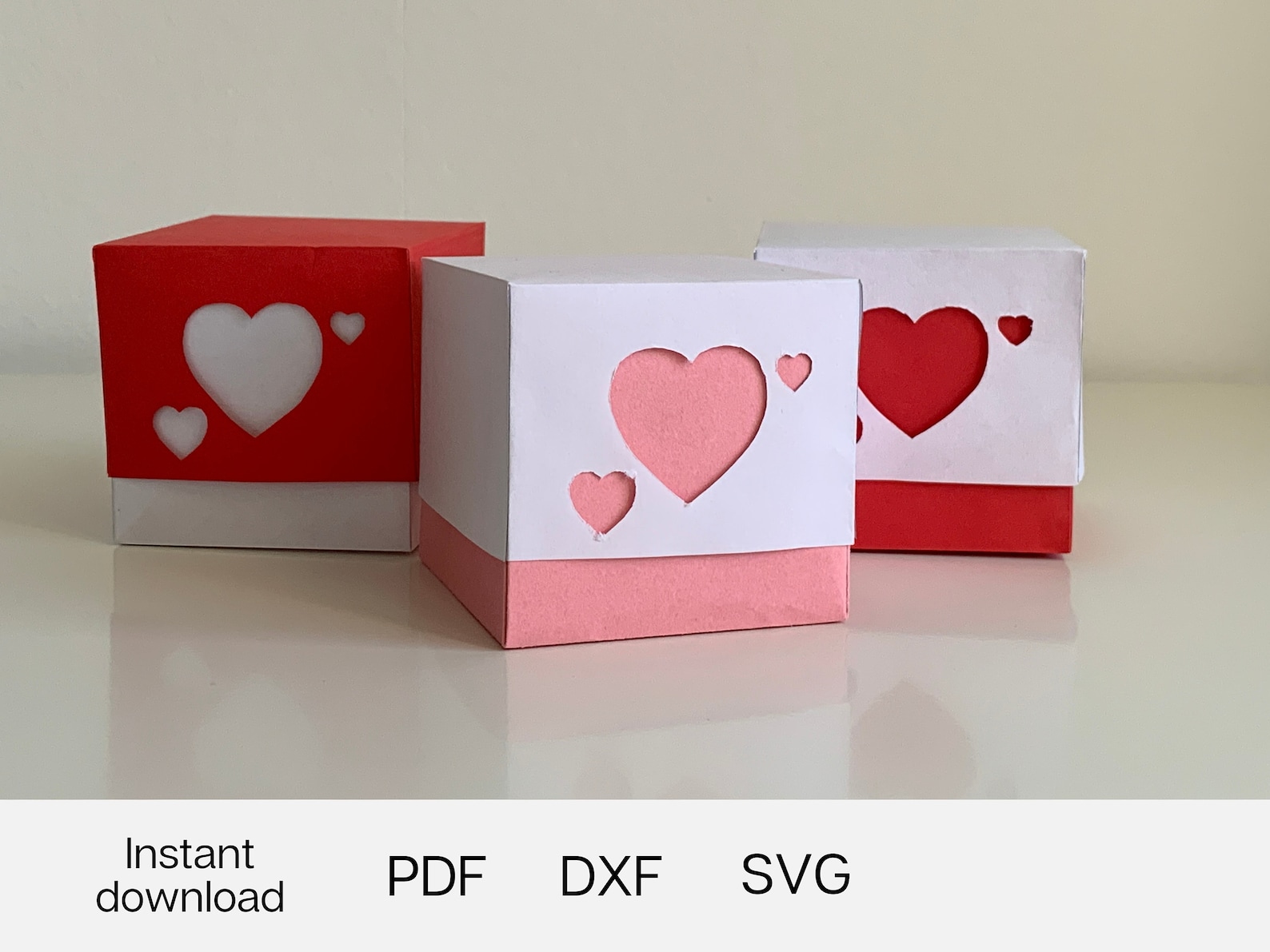 Small Paper Heart Gifbox Template - Instant Download Template - PDF ...