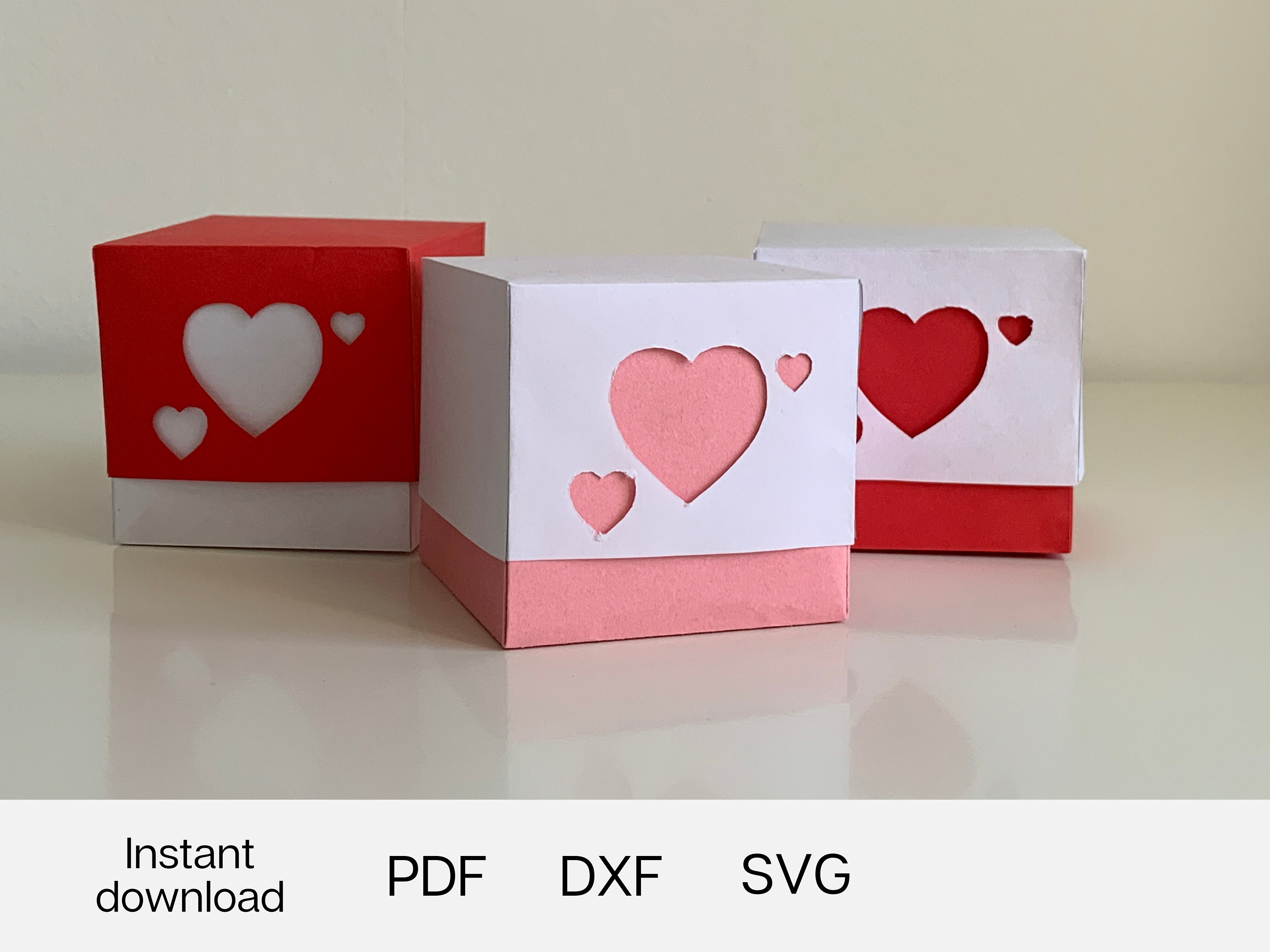 Small Paper Heart Gifbox Template - Instant Download Template - PDF ...