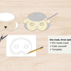 Sheep Paper Mask Kids Costume, Farm Animal, Sheep Party Mask, Sheep ...