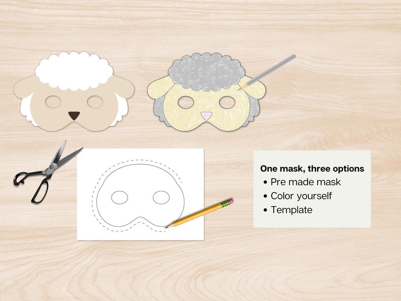 Sheep Paper Mask Kids Costume, Farm Animal, Sheep Party Mask, Sheep ...