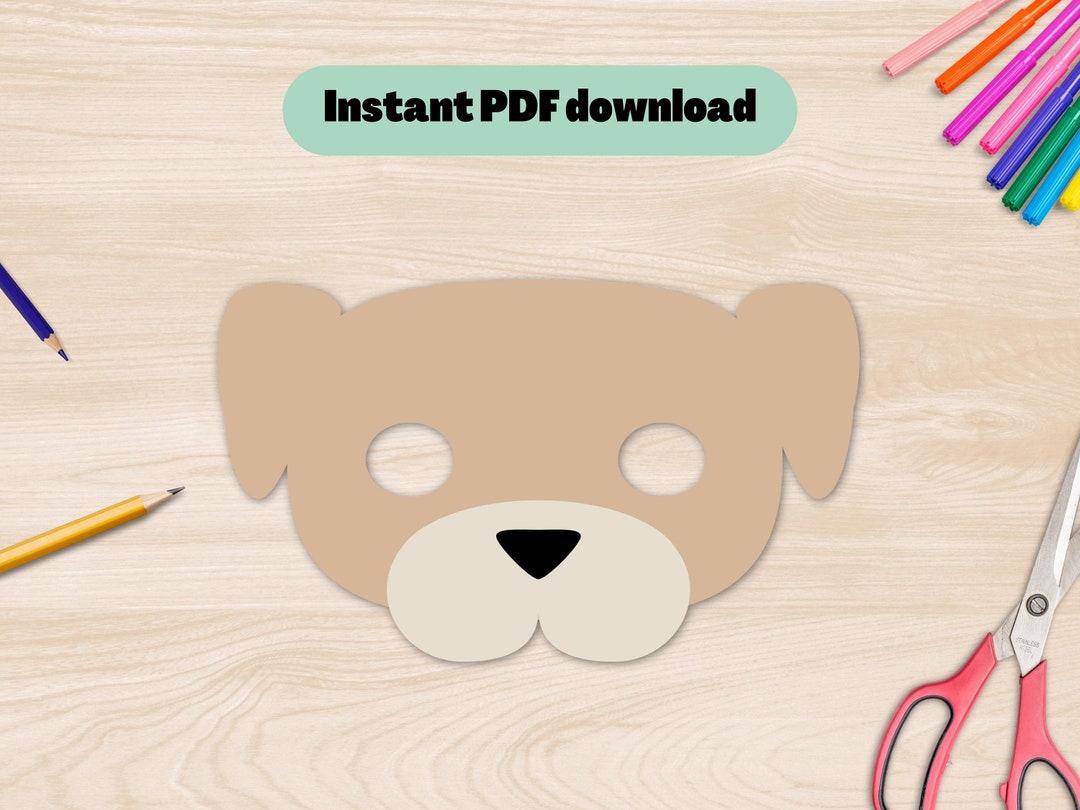 Dog Paper Mask Kids Costume, Farm Animal, Dog Party Mask, Dog ...