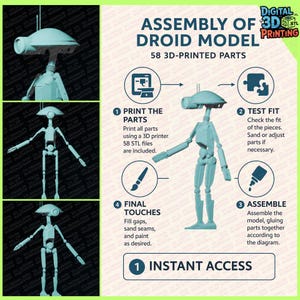 Mechanical Helper Droid STL – 3D Printable Model Kit With Movable Parts ...