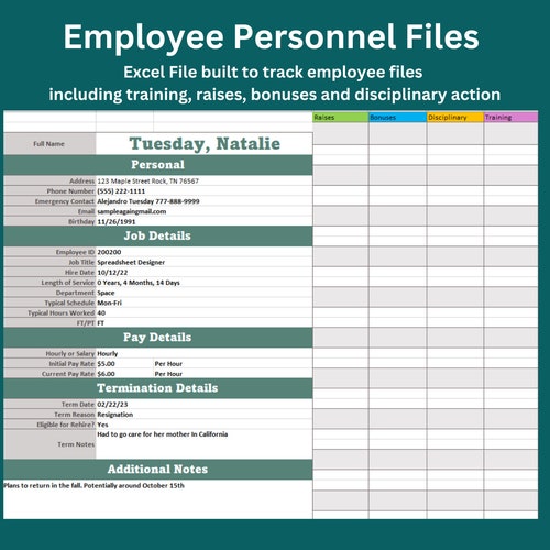 Employee Personnel Files Excel Spreadsheet - Etsy Employee Personnel Files Excel Spreadsheet - Etsy