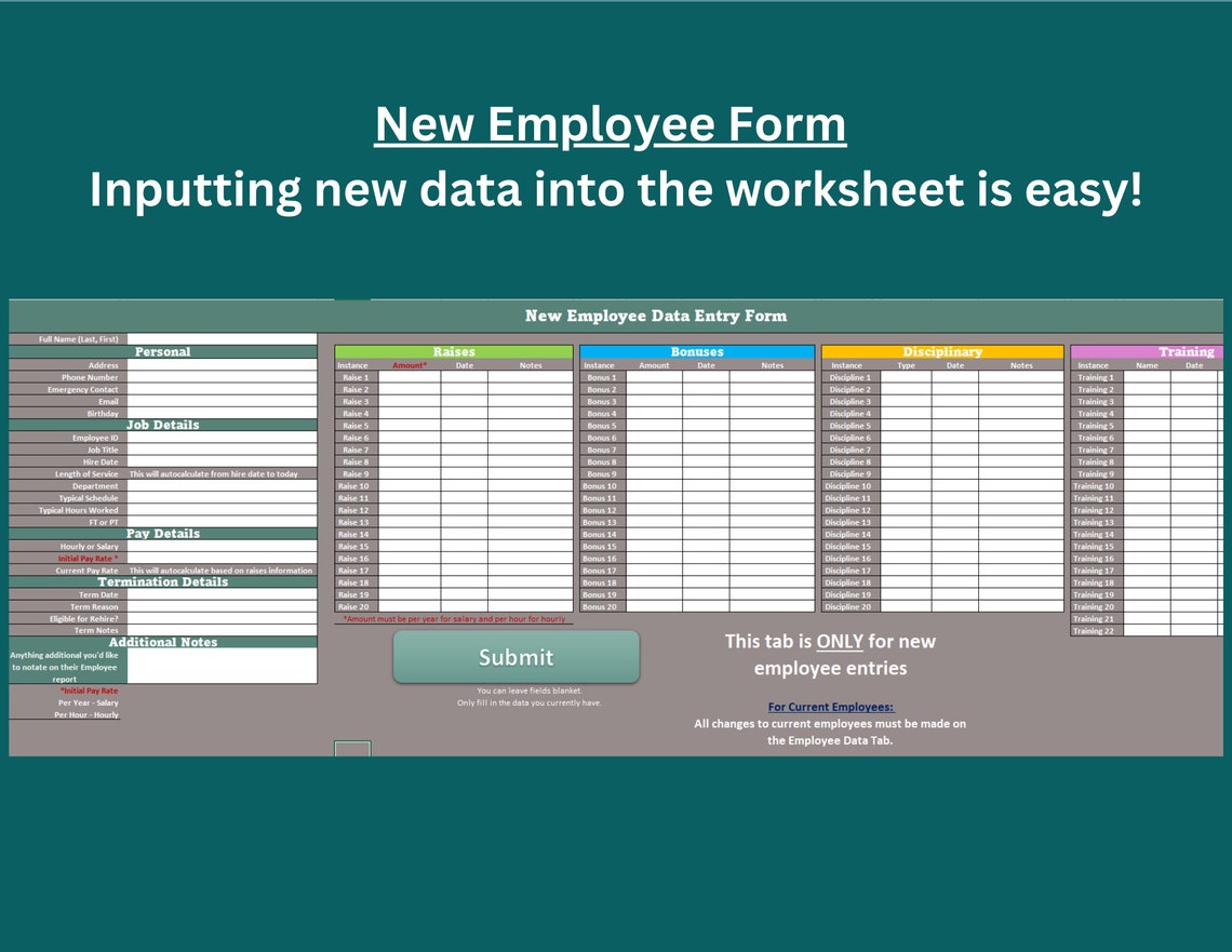 Employee Personnel Files Excel Spreadsheet - Etsy