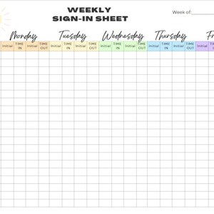 Daily and Weekly Sign in Sheets - Etsy