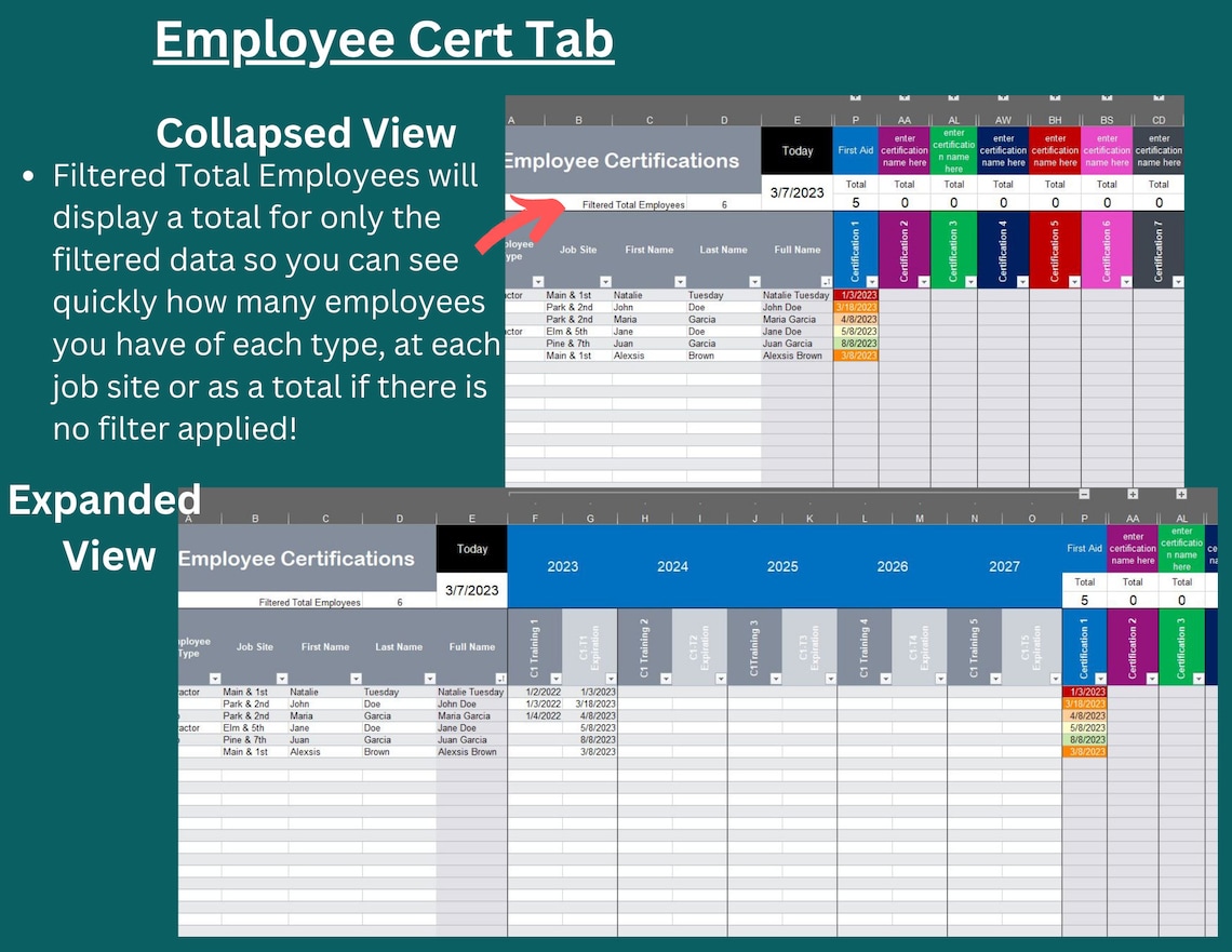 Certification/training Tracker Excel Template - Etsy