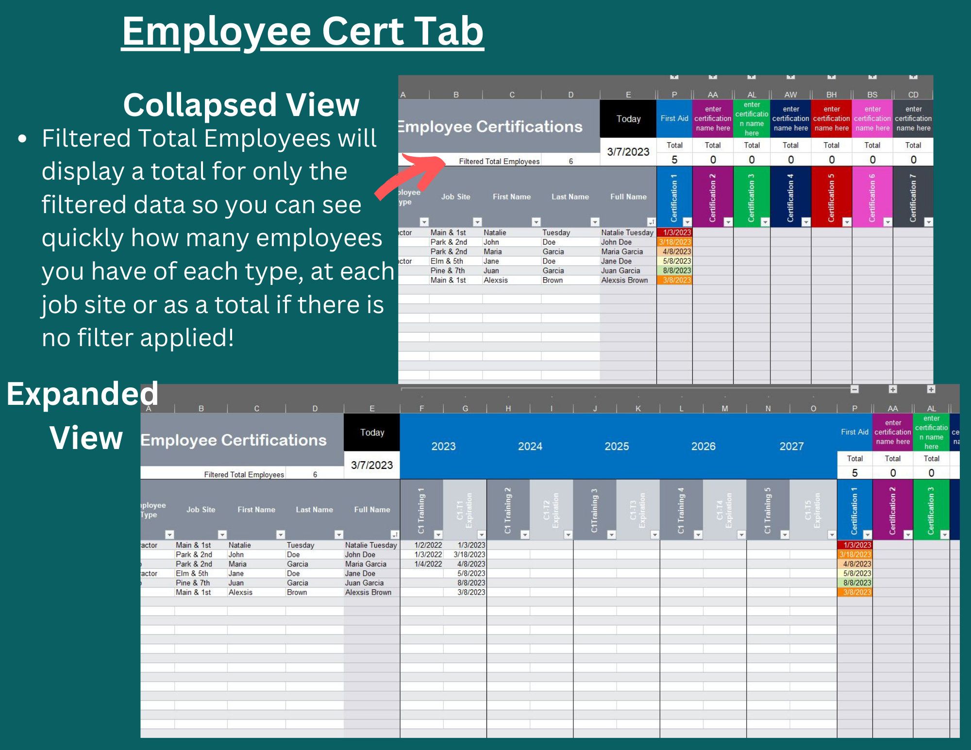 Certification/training Tracker Excel Template - Etsy