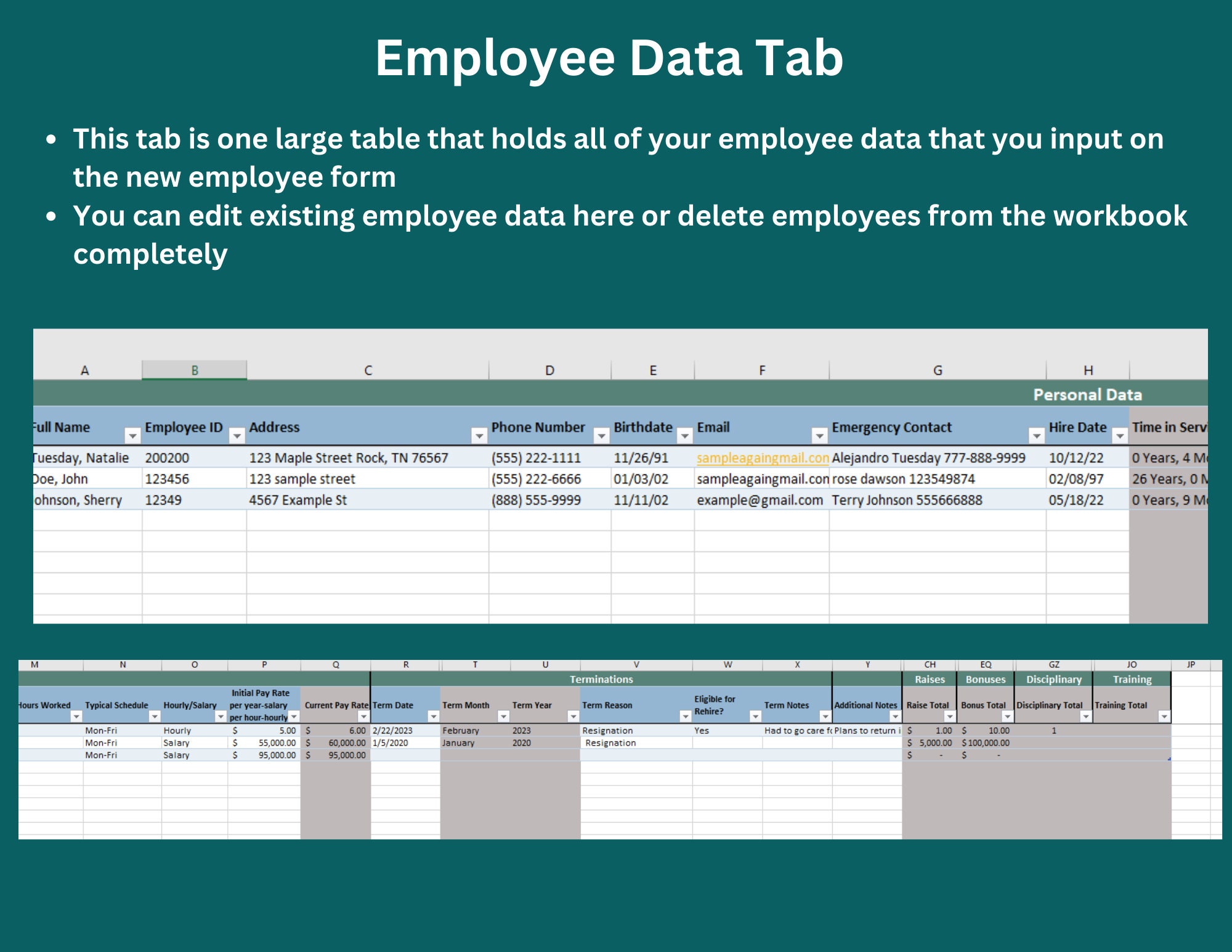 Employee Personnel Files Excel Spreadsheet - Etsy