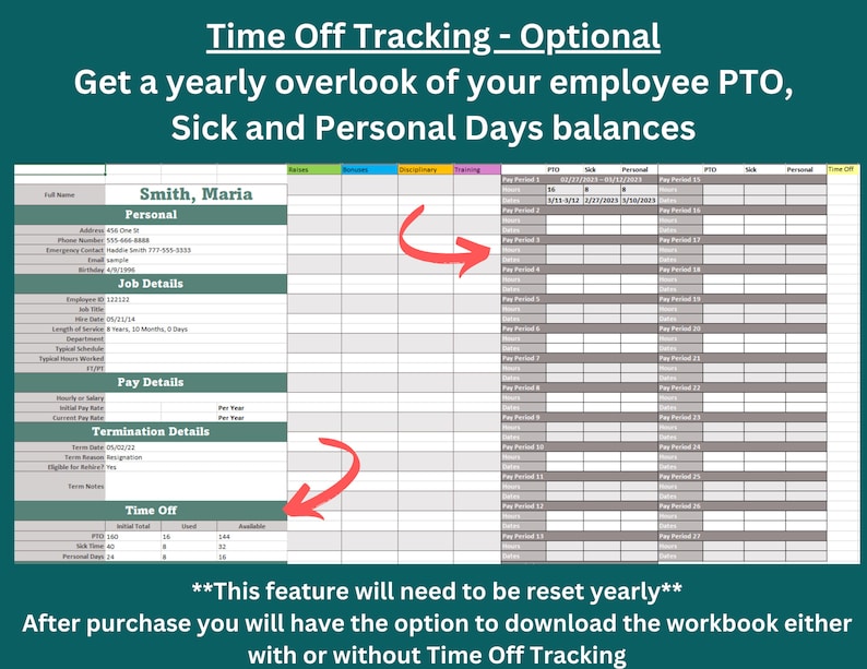 Employee Personnel Files Excel Spreadsheet - Etsy