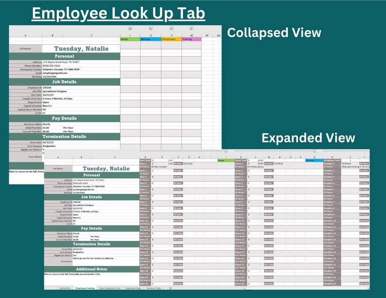 Employee Personnel Files Excel Spreadsheet - Etsy Employee Personnel Files Excel Spreadsheet - Etsy