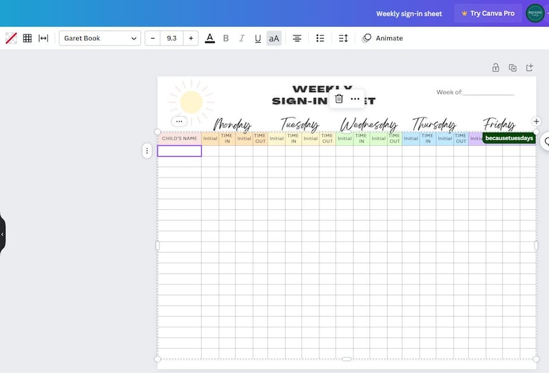 Daily and Weekly Sign in Sheets - Etsy