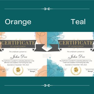 Certificate of Achievement Template - 10 Different Colors - Etsy