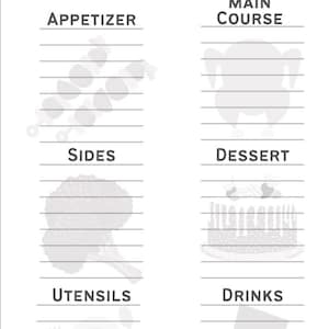 Potluck Sign up Sheet - Color and B+W - Etsy
