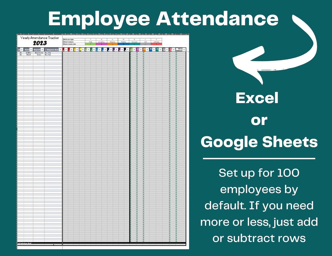 Employee Attendance Tracker - Excel or Google Sheets - Etsy