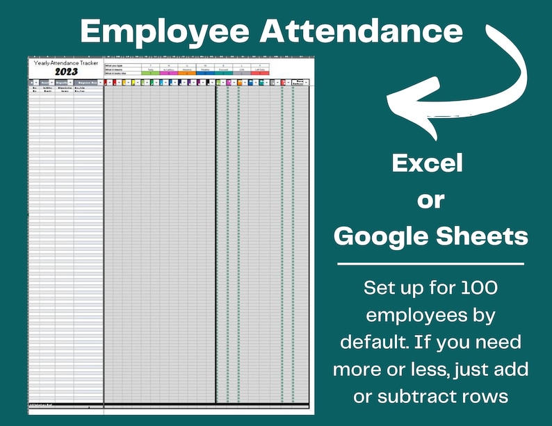 Employee Attendance Tracker - Excel or Google Sheets - Etsy