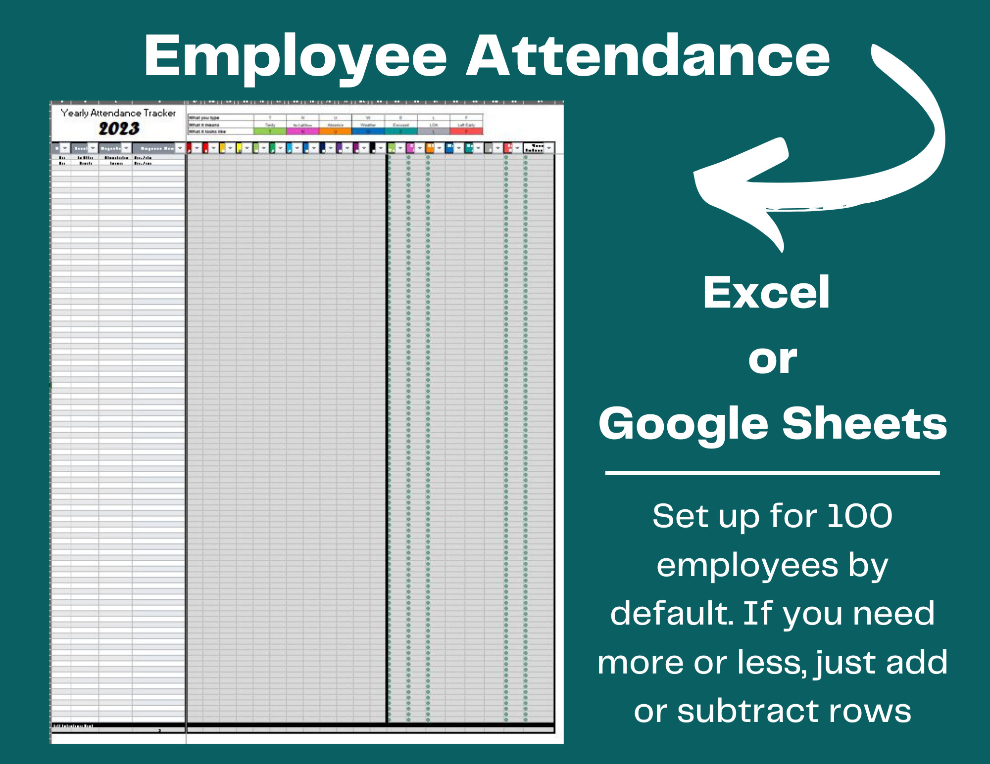 Employee Attendance Tracker - Excel or Google Sheets - Etsy