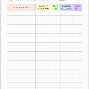 Daily and Weekly Sign in Sheets - Etsy