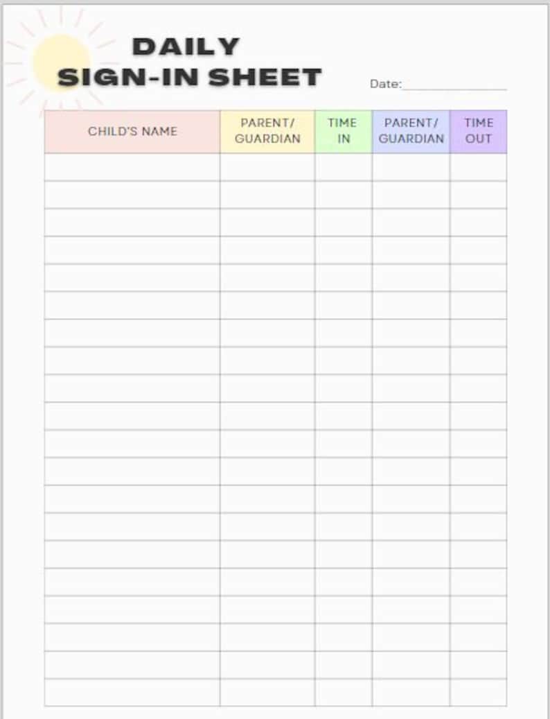 Daily and Weekly Sign in Sheets - Etsy