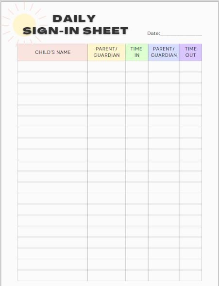 Daily and Weekly Sign in Sheets - Etsy