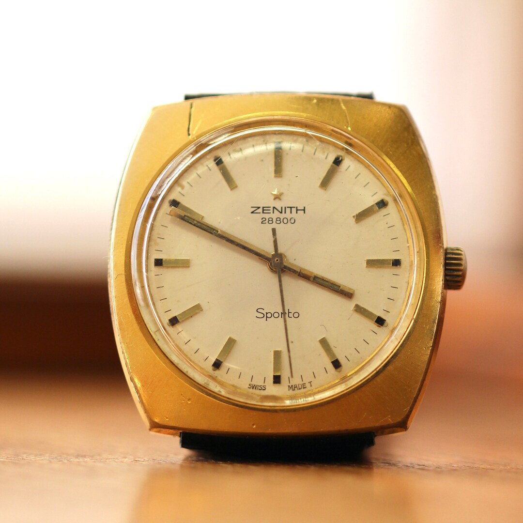 1970s Vintage Zenith Sporto Gold Plated Gents Mechanical Watch ...