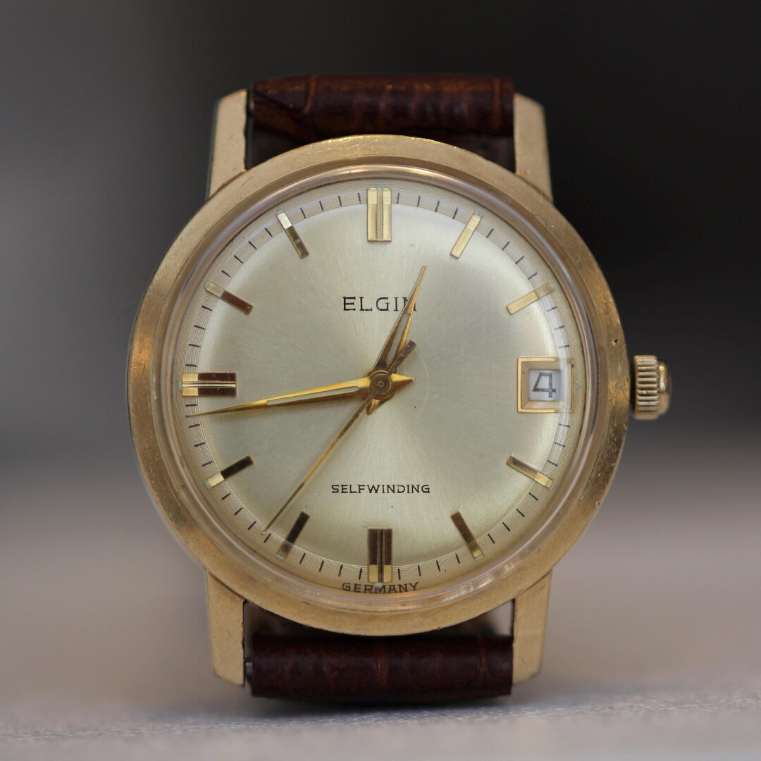 Vintage 1960s ELGIN Watch Co. Selfwinder Automatic Dresswatch German ...