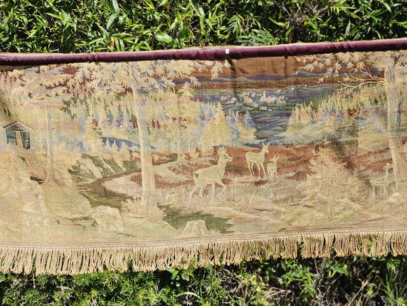 Large Vintage Woodland Scene Tapestry - Etsy