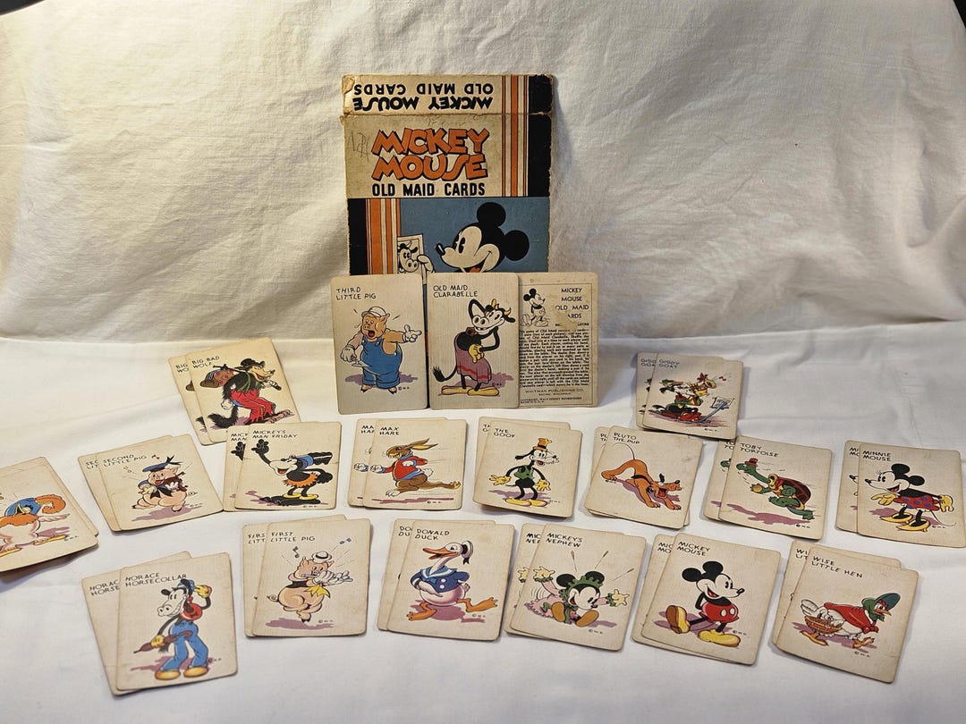 1930's Walt Disney Mickey Mouse Old Maid Card Game, Includes ...