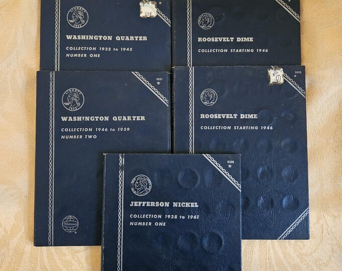 Lot of 5 (4 Different) Vintage Whitman Coin Folders for Quarters, Dimes ...