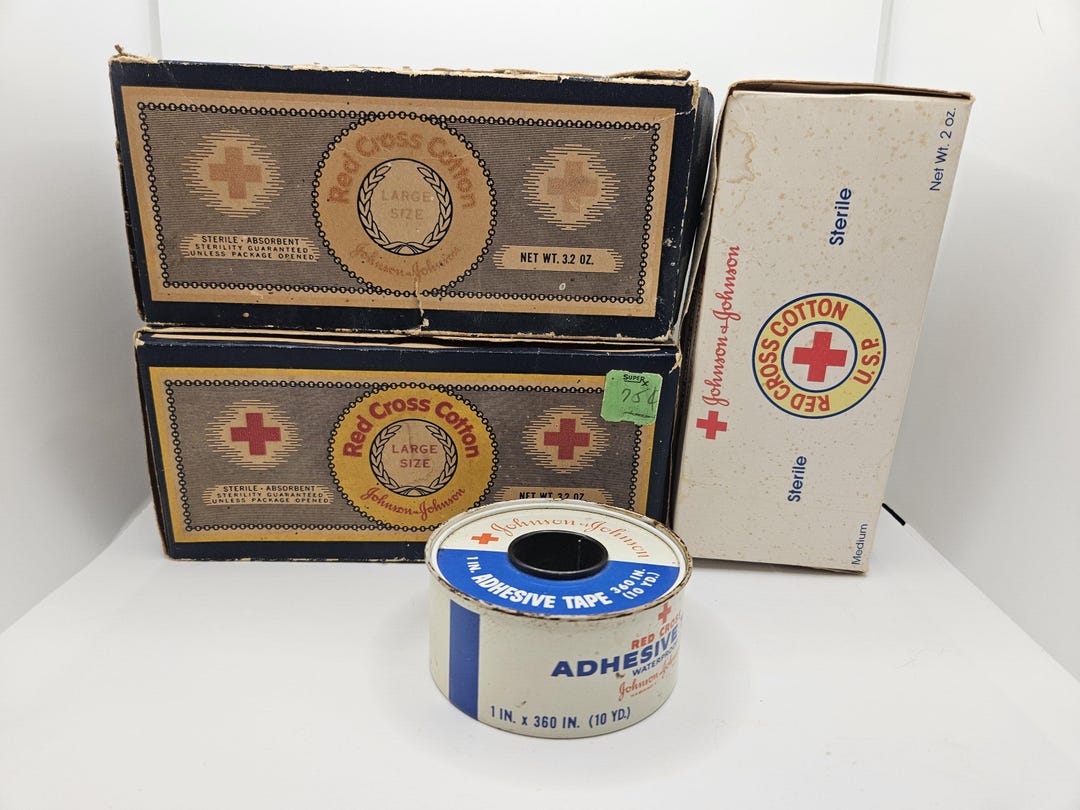 Vintage Collection of Johnson & Johnson Red Cross Cotton and Adhesive ...