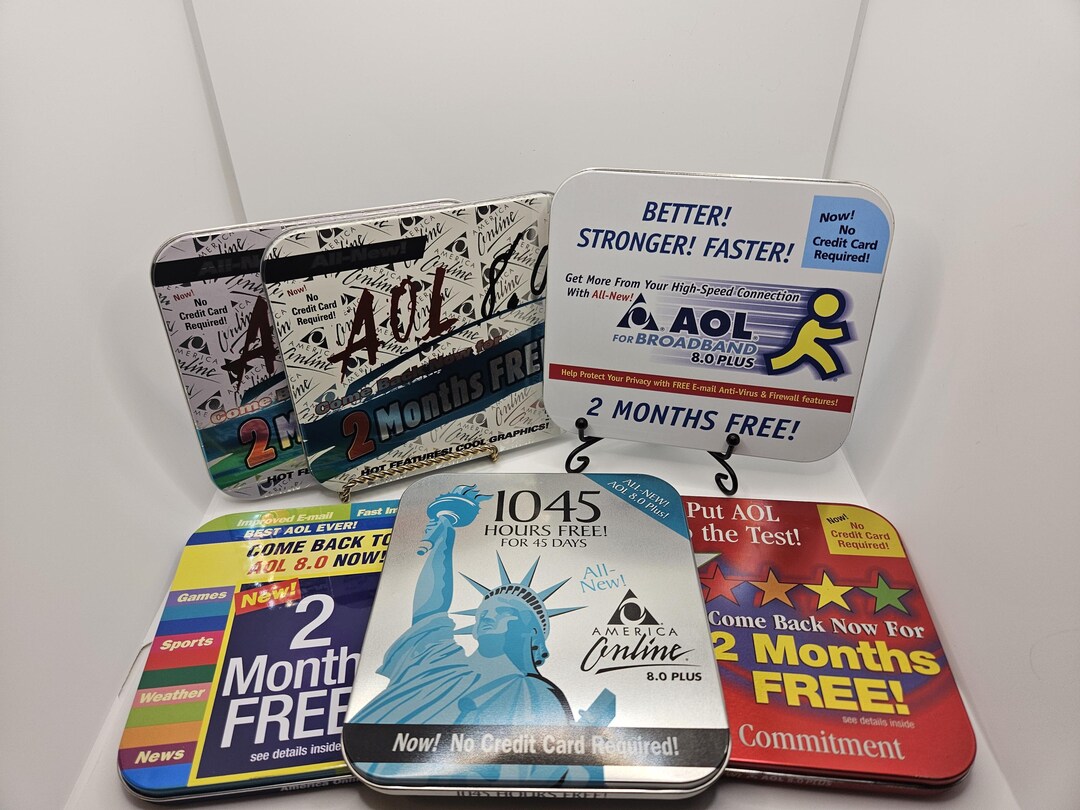 AOL 8.0 Advertising Tins Lot of 6 - Etsy