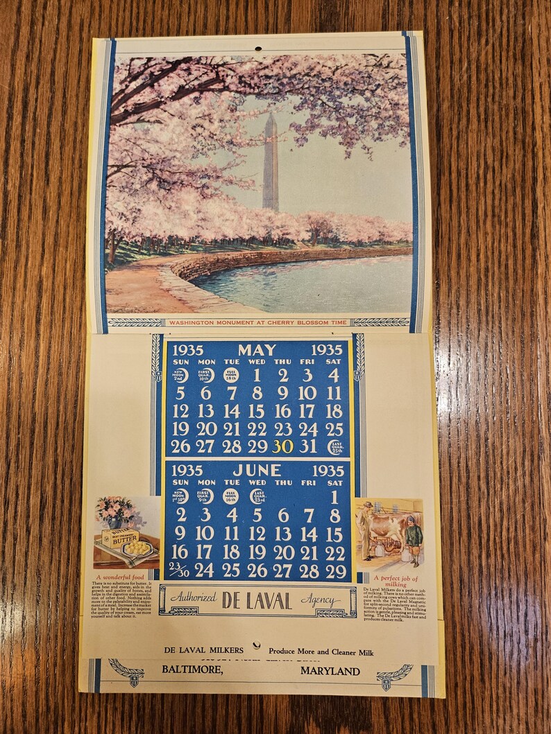 Vintage 1935 De Laval Advertising Calendar - Etsy