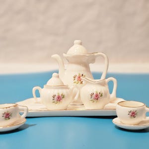 Cute Vintage Miniature Tea Set, Pink Floral Design, Still in Box - Etsy