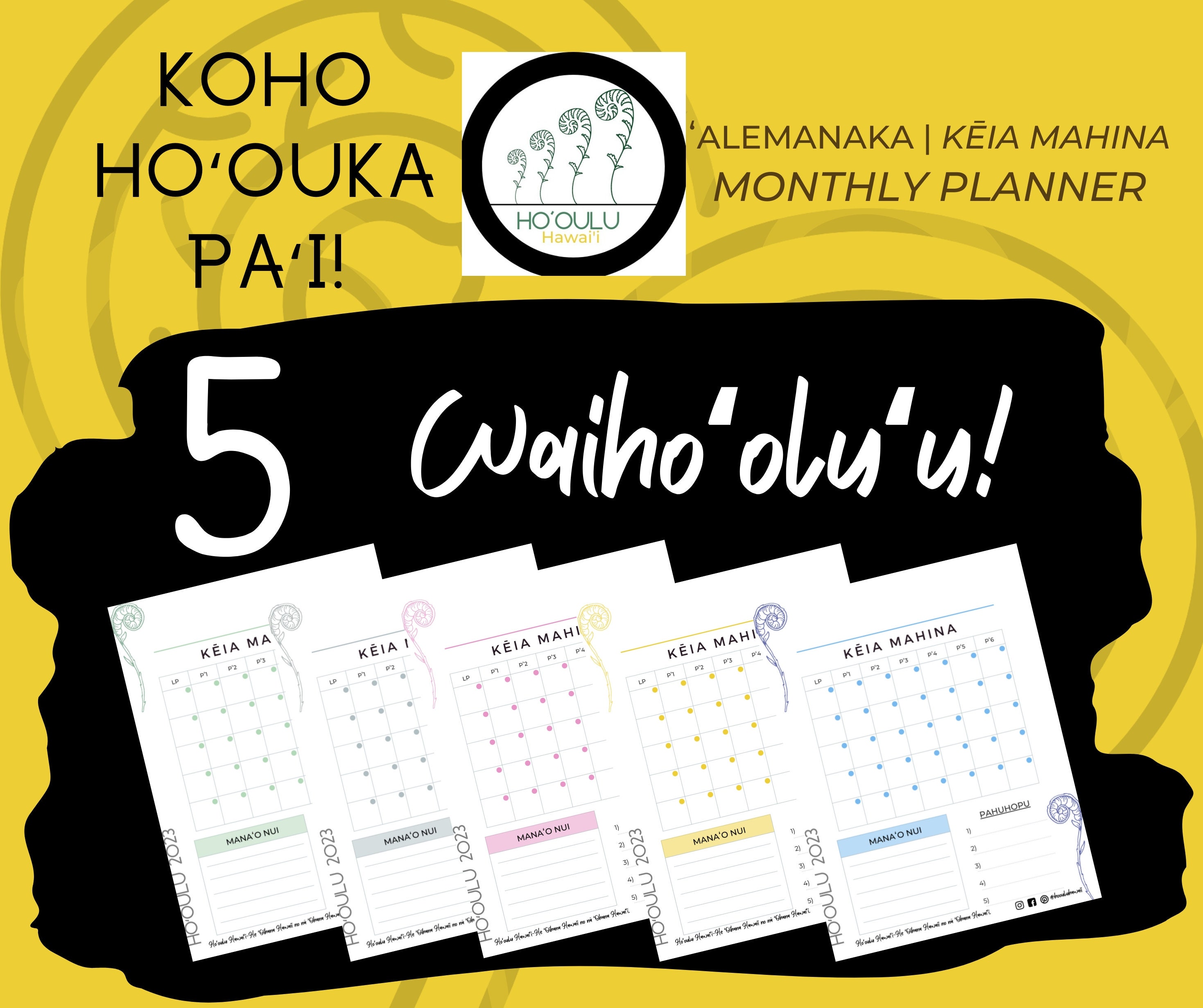 ʻalemanaka-"kēia Mahina" | ʻohana | ʻŌlelo Hawaiʻi | Undated Month ...