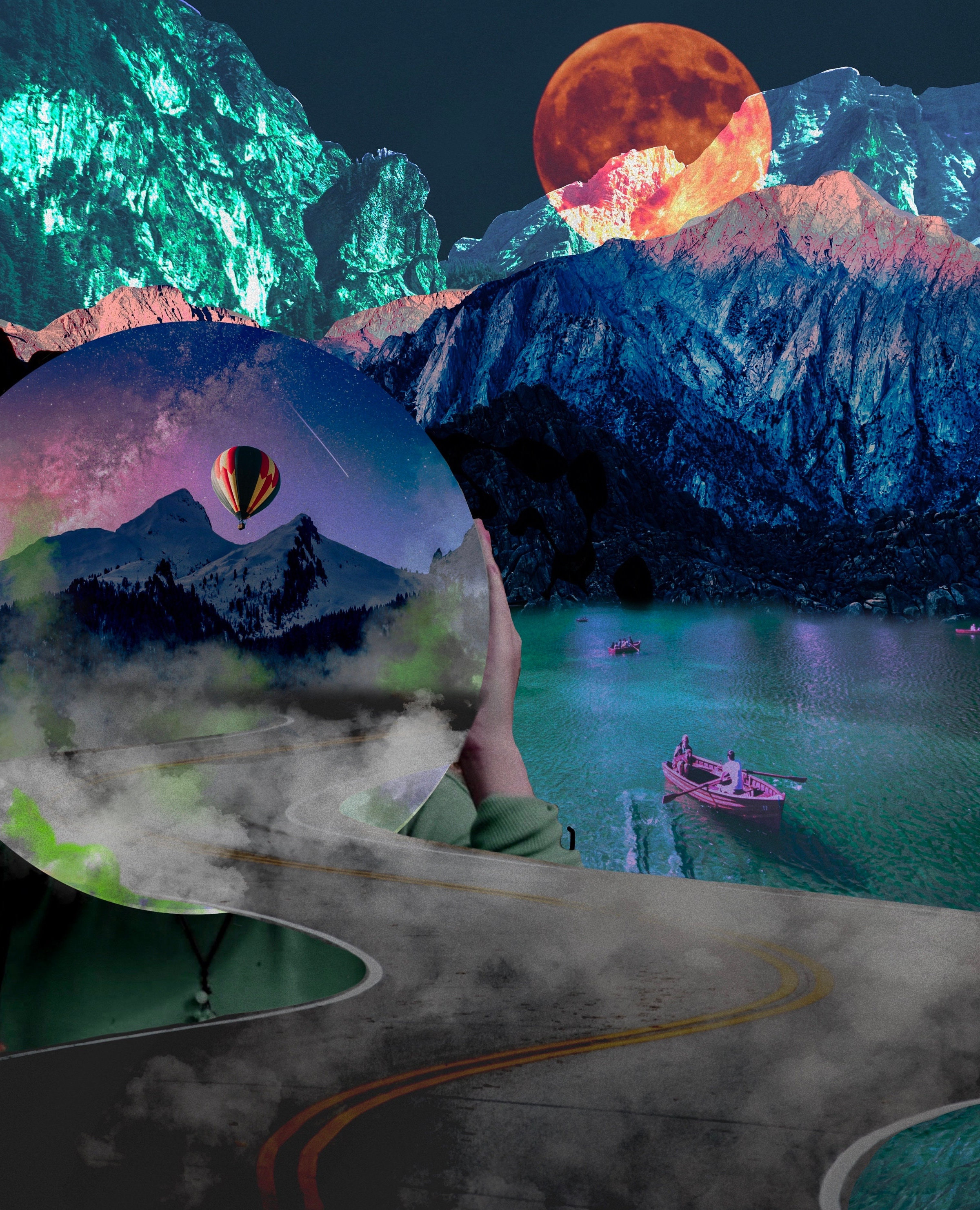 Surrealistic Collage Art 'mirror Lake' - Etsy