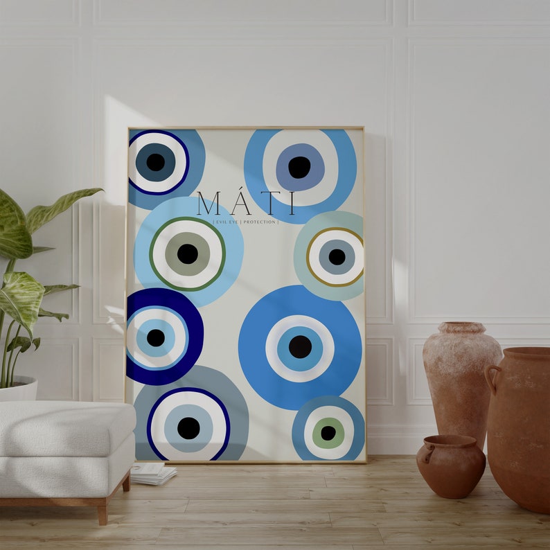 Evil Eye Print, DIGITAL Print, Evil Eye BLUE Print, Mati Print, Wall ...