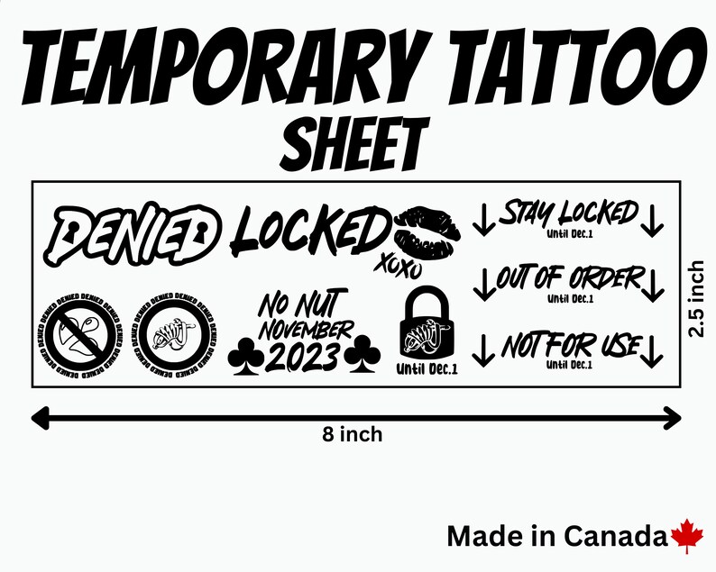No Nut November Tattoos Chastity Temporary Tattoos Chastity Cage Sissy ...