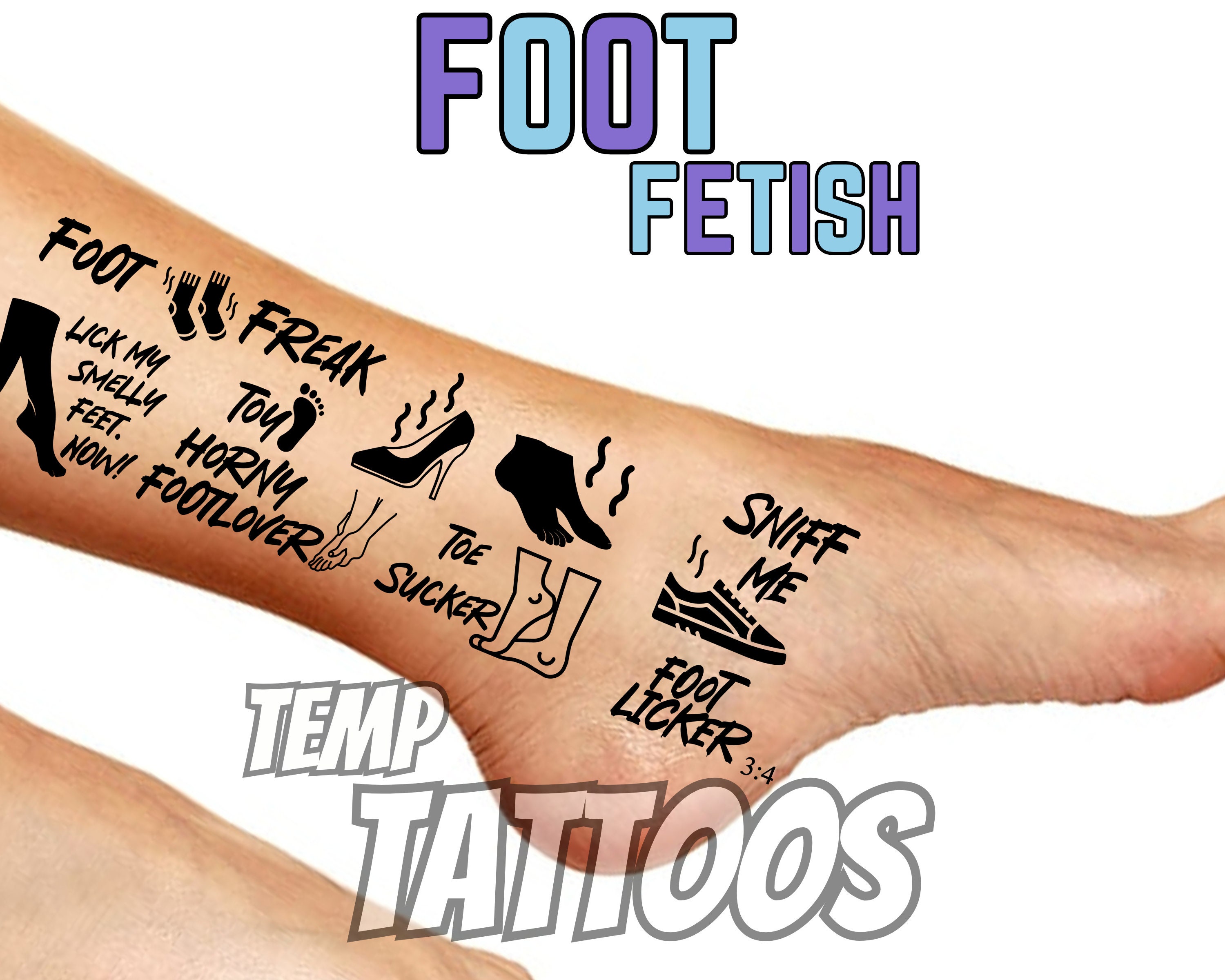 Foot Fetish Temporary Tattoo Set Chastity and Sissy Tattoos Bdsm ...